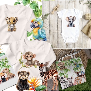 Watercolor Safari Jungle Animals Clipart for Nursery Art, Whimsical ...