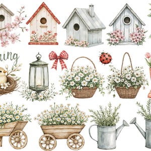 Watercolor Spring Cute Girl Floral Woodland Animals Clipart Bundle ...