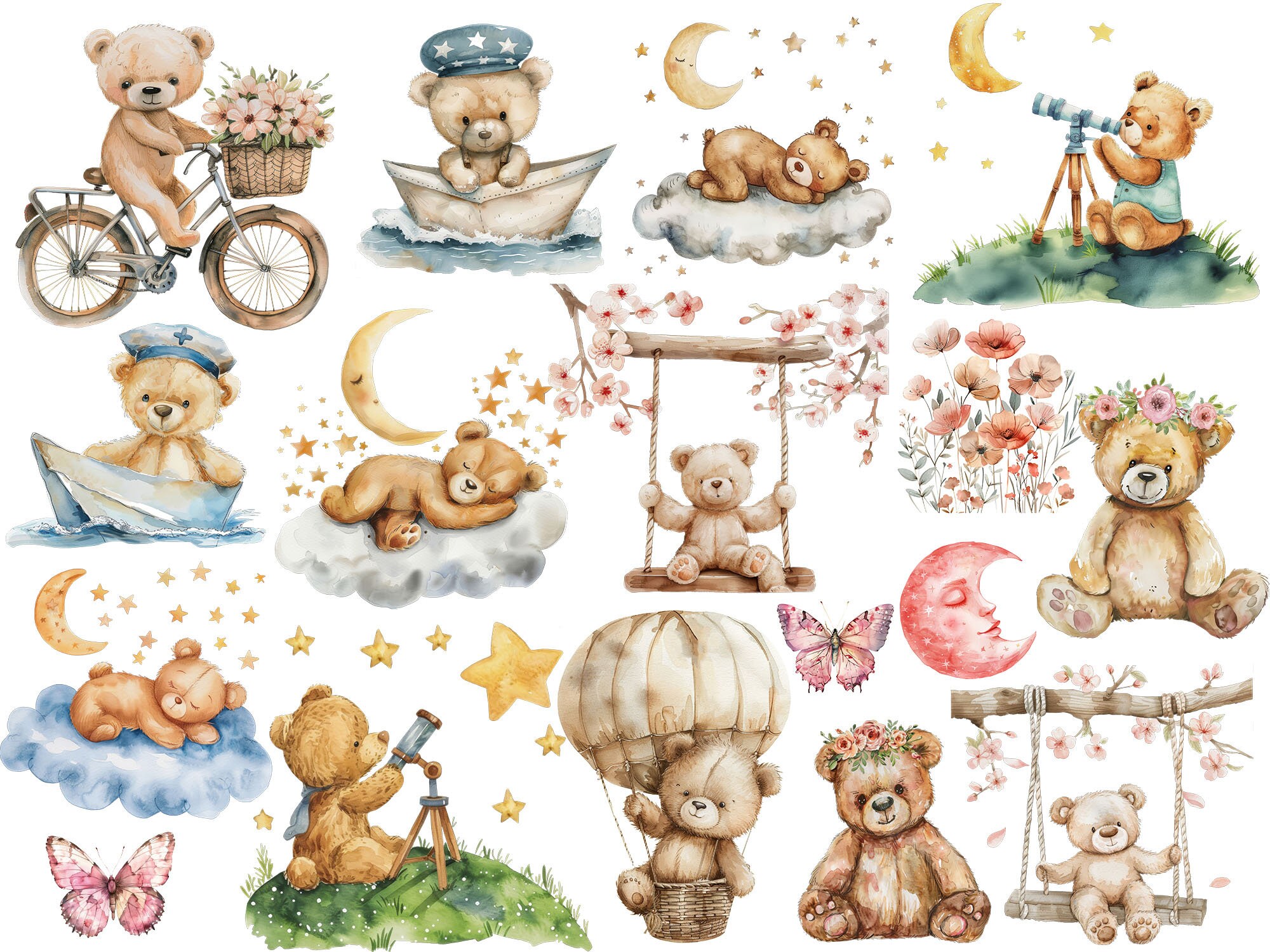 Teddy Bear Png, Kawaii Clipart, Balloon Clipart, Teddy Bear Clipart ...