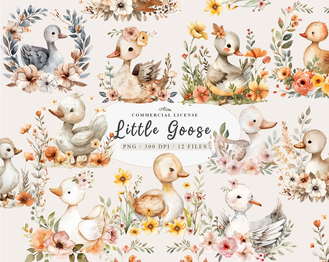 Goose Clipart, Goose Painting, Silly Goose Sticker, Baby Farm Animals ...