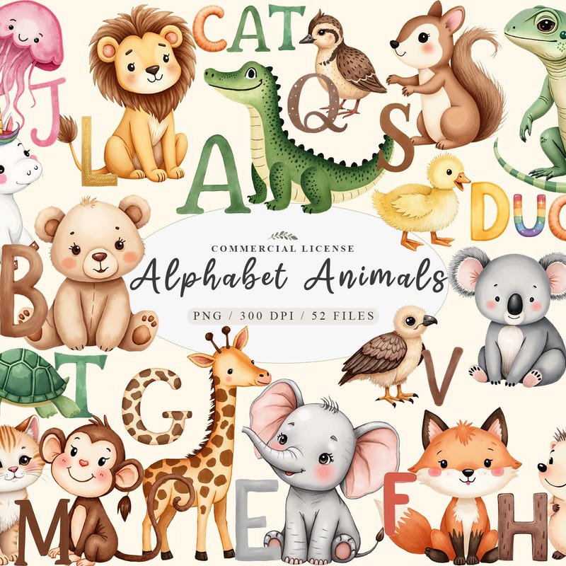 Animal Alphabet Poster - Etsy