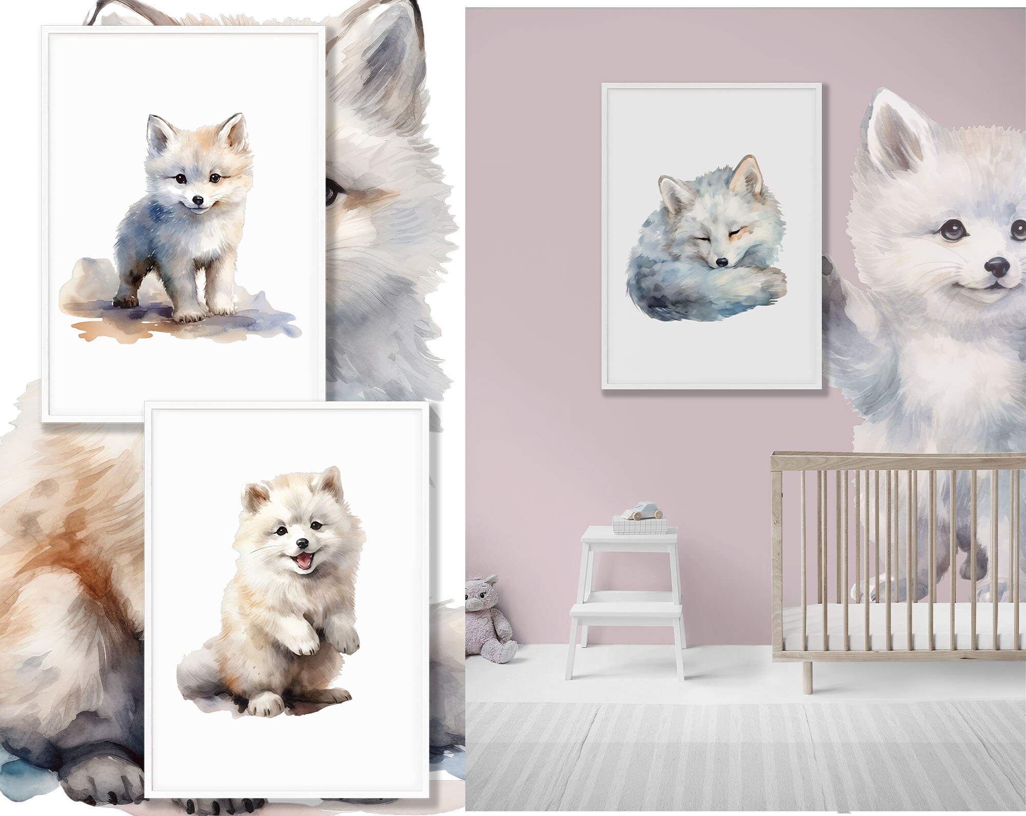 Nordic Christmas Arctic Fox Clipart Bundle, Nordic Wildlife Christmas ...