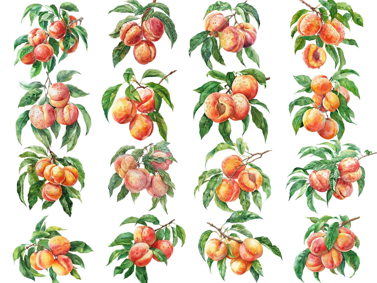 Watercolor Peach Clipart, Peach Fruit Clipart, Peaches Png, Peach ...