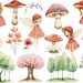Watercolor Cute Magic Fairy Mushroom Clipart, Mushroom Fairy Garden ...