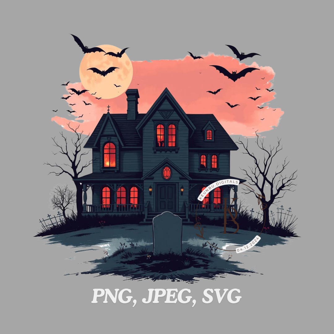 Haunted House Clipart Spooky Digital Illustrations for Halloween Crafts ...