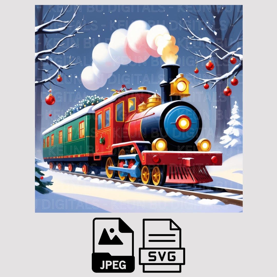 Christmas Train With Ornaments Clipart – High-resolution PNG, SVG, JPEG ...