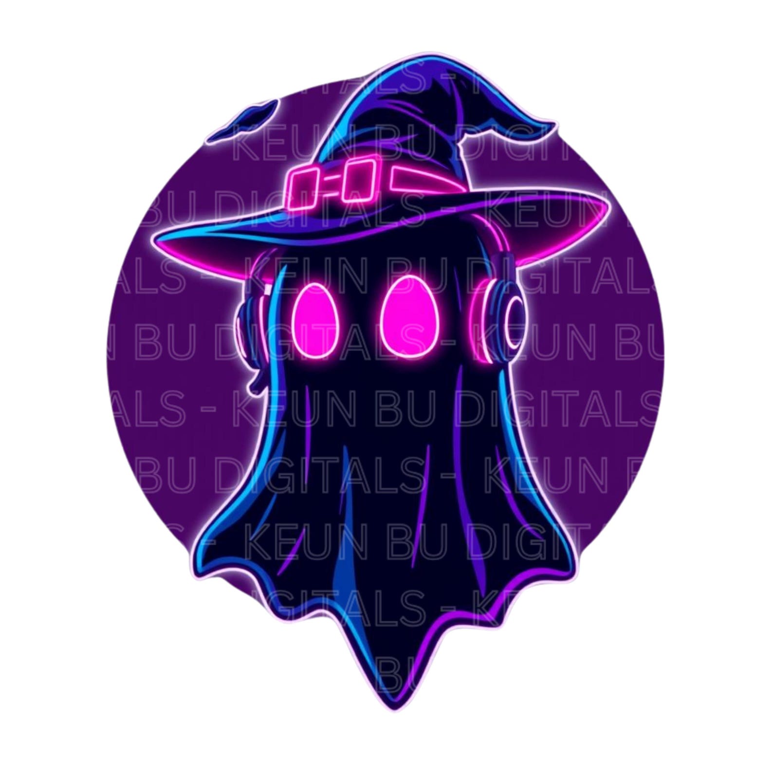 Neon Gamer Ghost Clipart - Bright Digital Illustrations for Gaming and ...