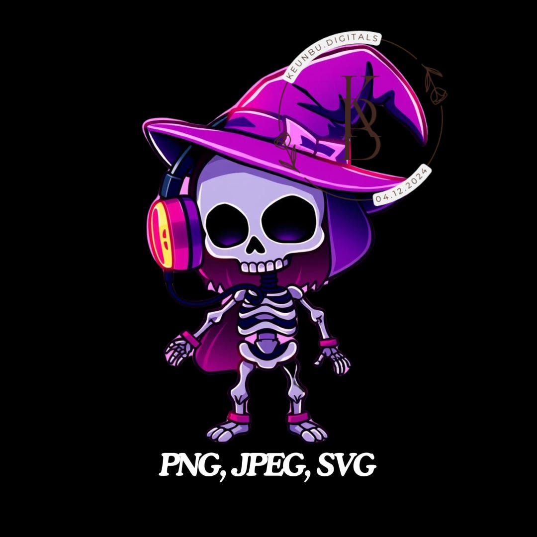 Skeleton Neon Halloween Clipart Spooky Digital Art Cute Neon Skeleton ...
