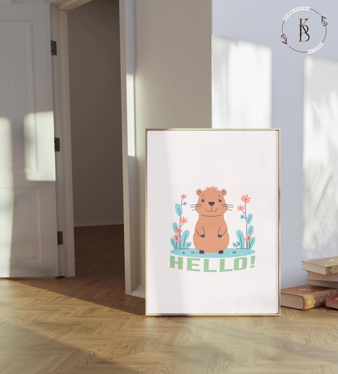 Cute Capybara Wall Art Adorable Animal Wall Decor Capybara Wall Art ...