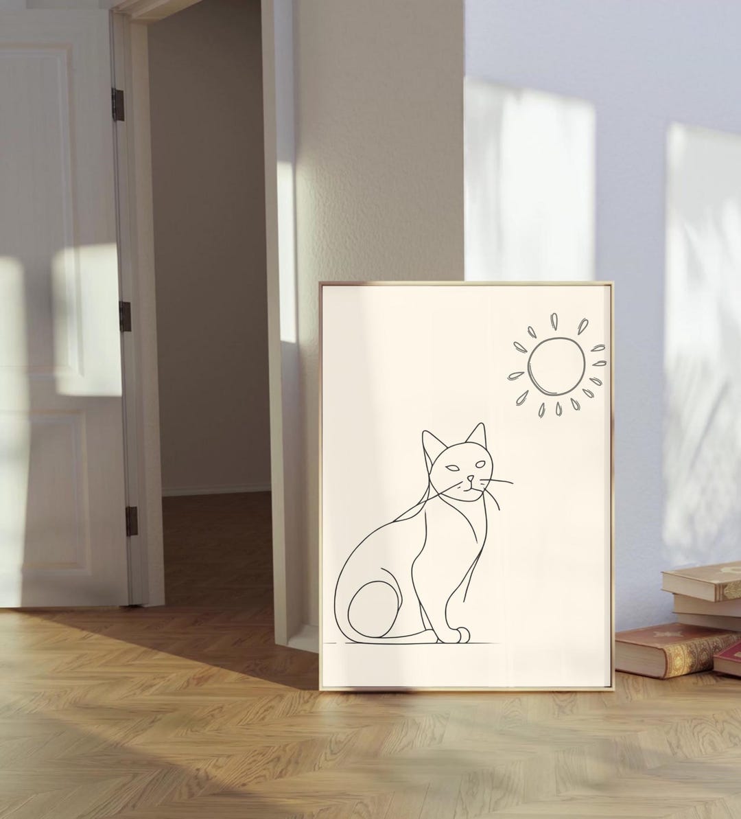 Cat Line Art Wall Art Minimalist Cat Wall Decor Pet Wall Art Cat Wall ...