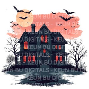 Haunted House Clipart Spooky Digital Illustrations for Halloween Crafts ...
