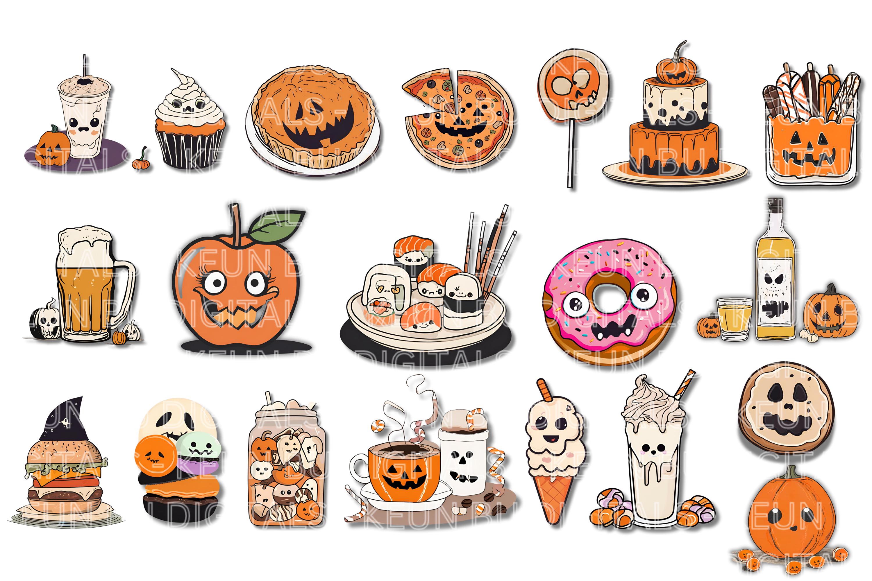 Halloween Food Clipart Retro Halloween Clipart PNG JPEG SVG Halloween ...