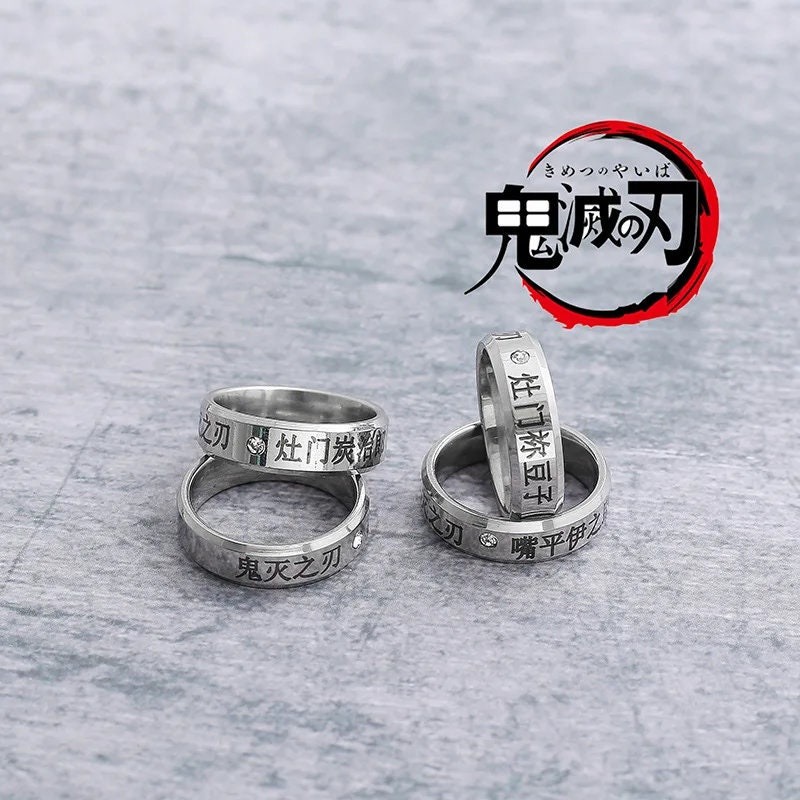 Demon Slayer Tanjiro Nezuko Zenitsu Inosuke Ring Anime Metal Japanese ...