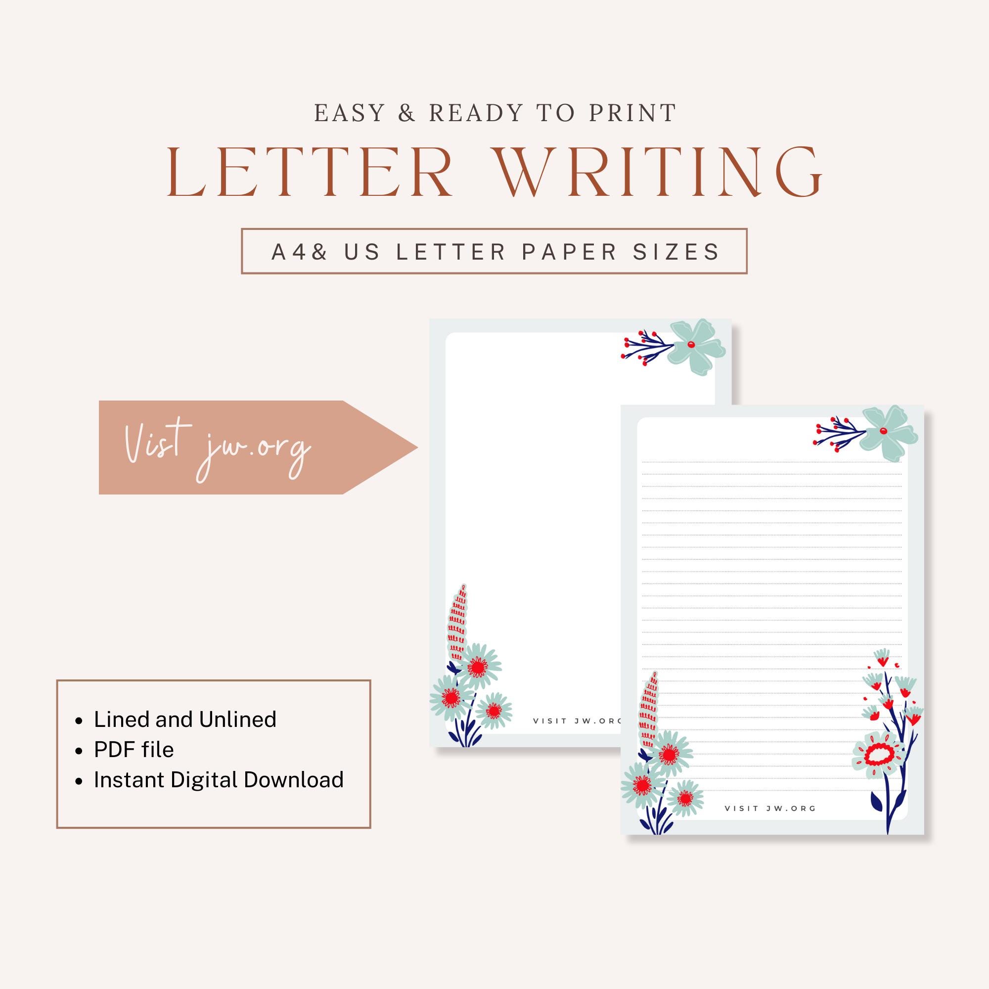 JW Letter Writing Paper | Visit Jw.org Printable Stationery | Letter ...
