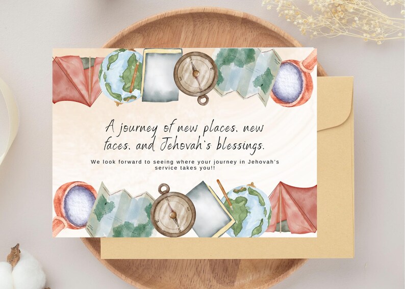 JW Greeting Card A Journey of New Places,new Faces,jehovah's Blessings ...