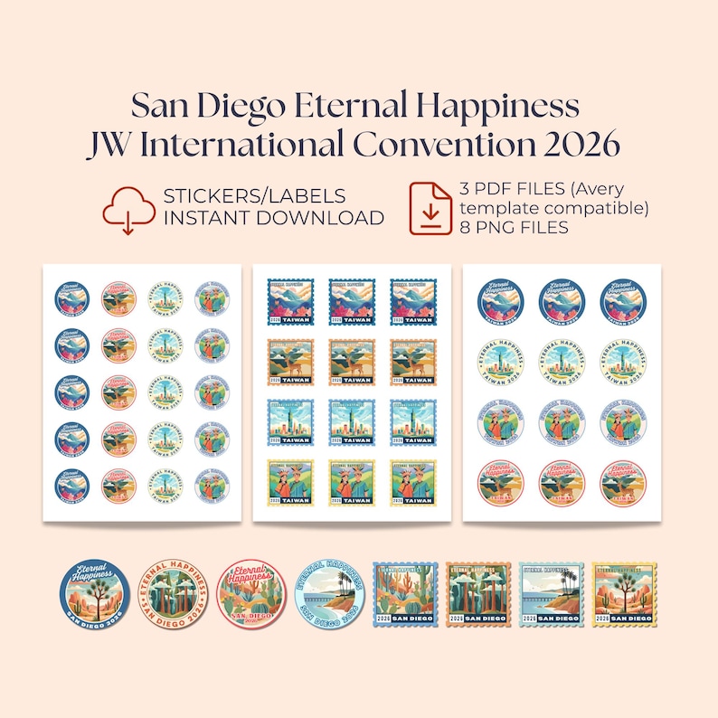 San Diego 2026 JW Eternal Happiness International Convention Stickers ...