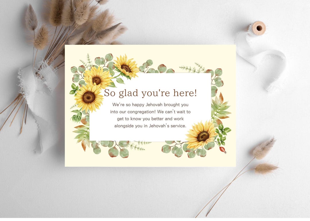 JW Card Welcome New Congregation | so Glad You're Here | JW Gift | Jw ...