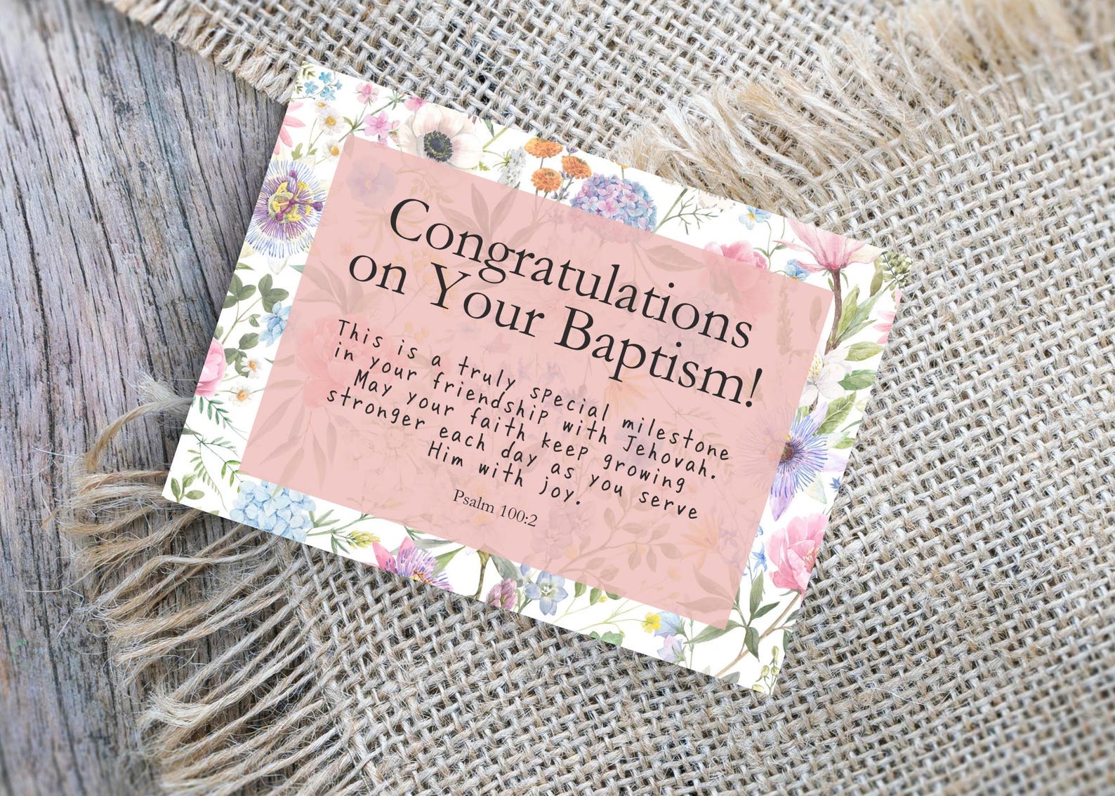 JW Baptism Card. Congratulations on Your Baptism. Digital Instant ...