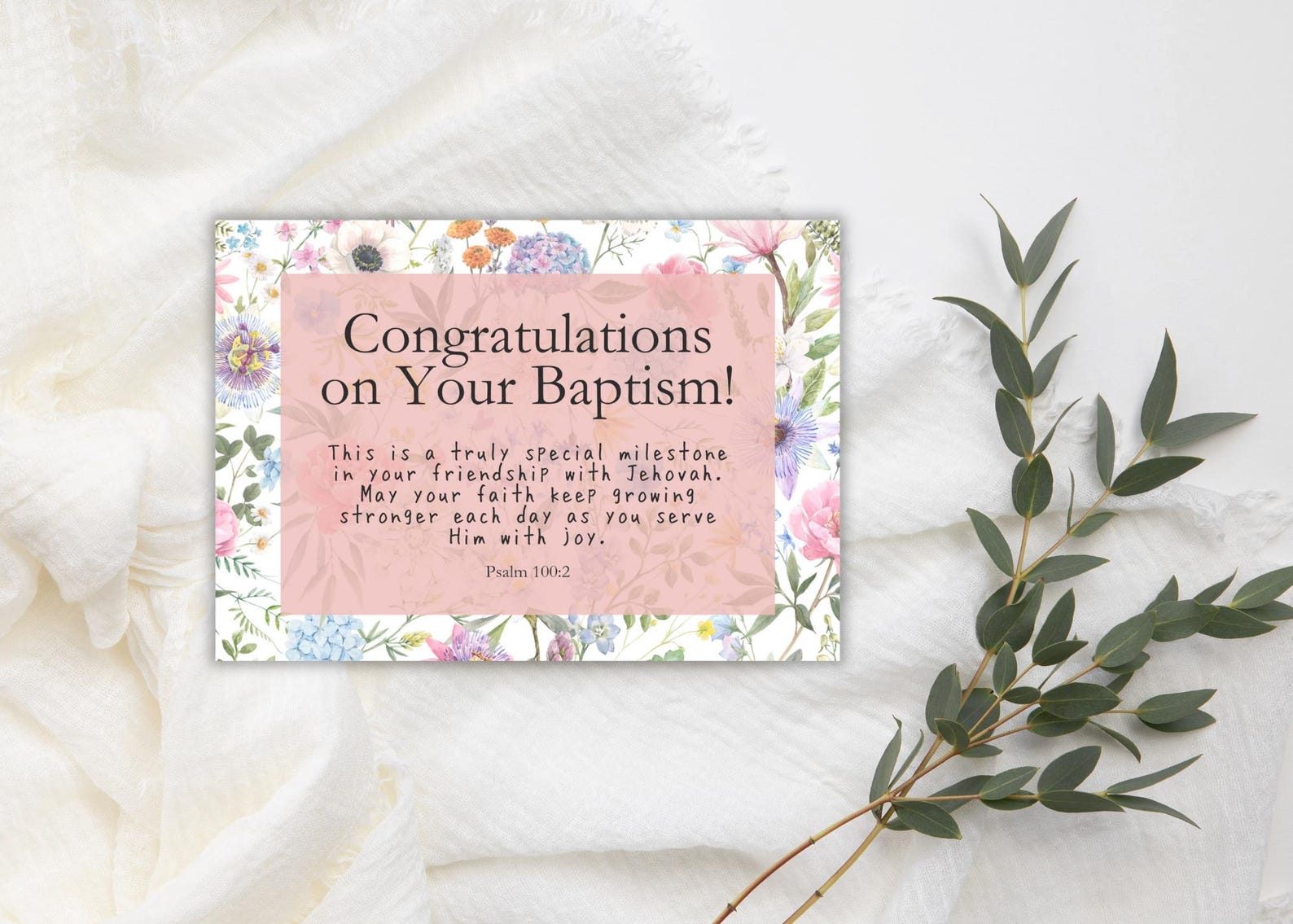 JW Baptism Card. Congratulations on Your Baptism. Digital Instant ...