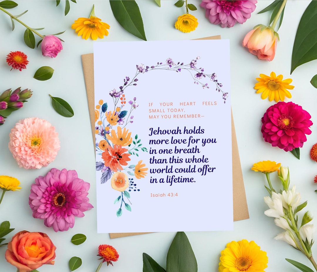JW Encouragement Card. Jehovah's Love Isaiah 43:4 JW Greeting Card ...