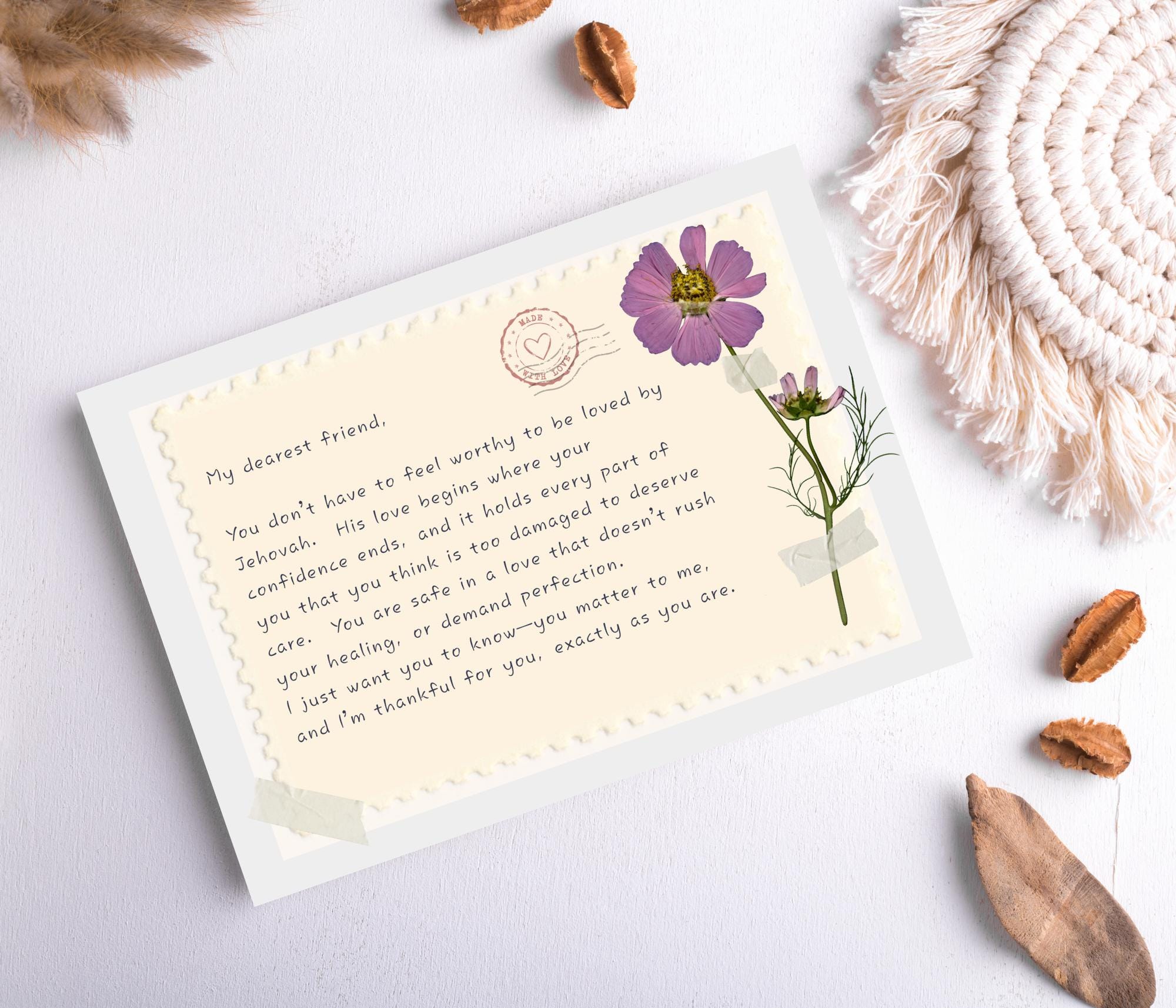 JW Encouragement Card. Heartfelt Letter to a Friend. JW Card Depressed ...