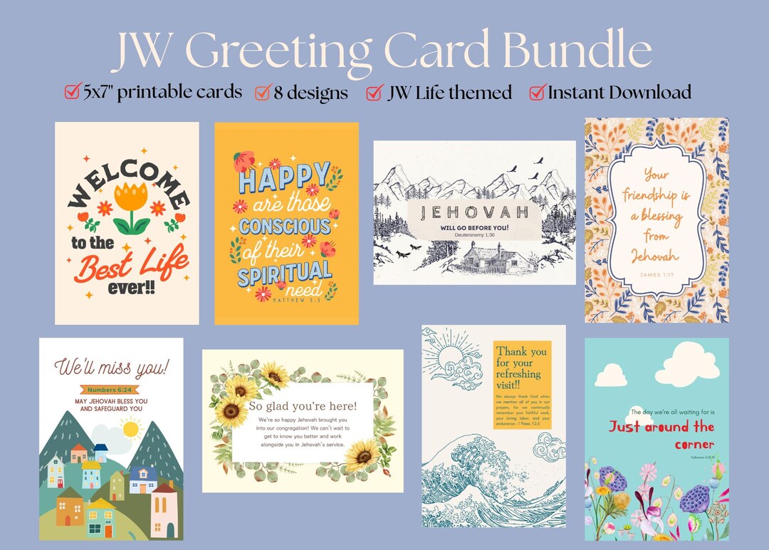 JW Greeting Card Bundle | JW Life Themed | 5x7 Printable Encouragement ...