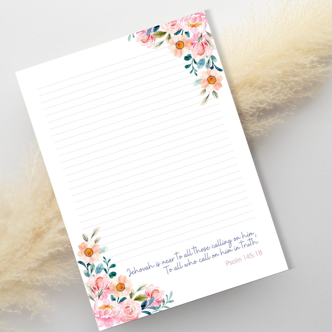 JW Letter Writing Paper | Psalm 145:18 Printable Stationery | Letter ...