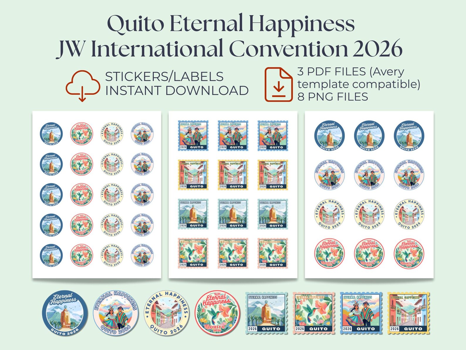Quito 2026 JW Eternal Happiness International Convention Stickers Label ...