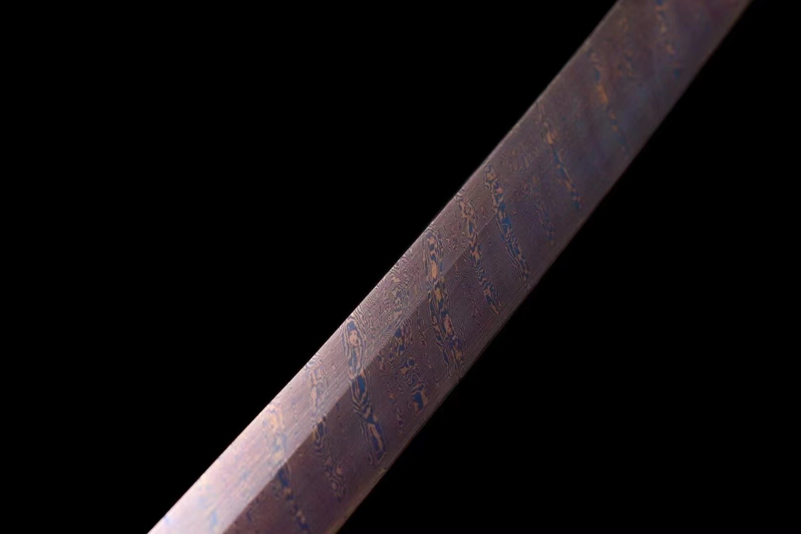 Handmade Katana Japanese Iai Sword Ebony Sheath Patterned Steel Purple ...