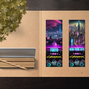 Cyberpunk Cityscape Bookmarks Collection | Set of 20 Digital Bookmarks ...
