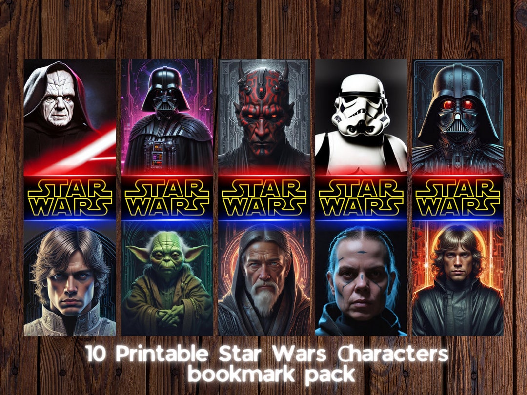 Printable Star Wars Characters Bookmark Pack, PNG Sublimation Bookmarks ...