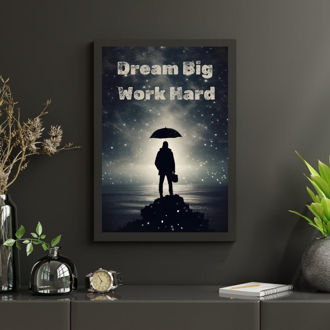 Motivational Poster Set of 5: Dream Big, Work Hard Printable Wall Art ...