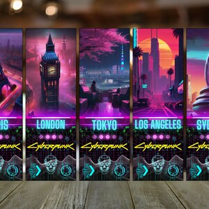 Cyberpunk Cityscape Bookmarks Collection | Set of 20 Digital Bookmarks ...