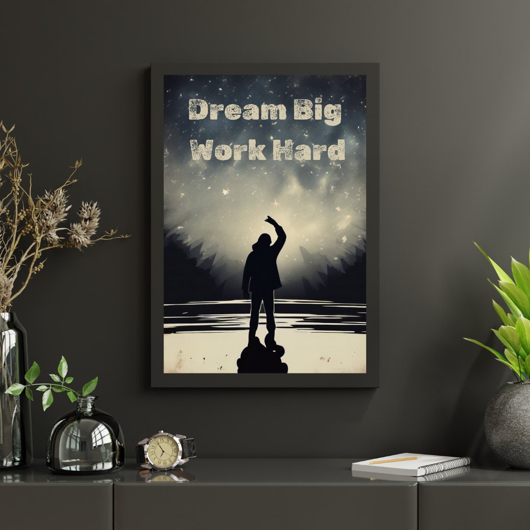 Motivational Poster Set of 5: Dream Big, Work Hard Printable Wall Art ...