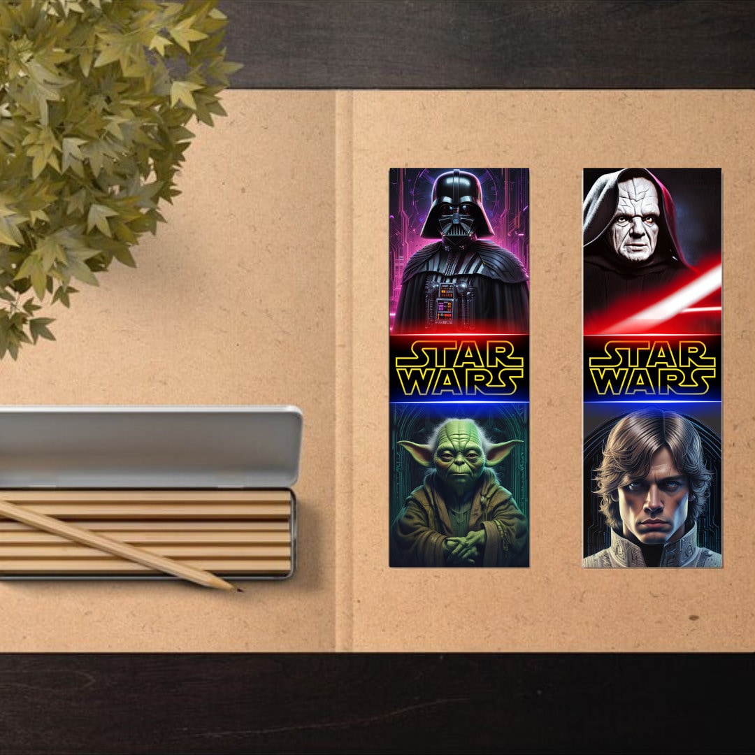 Printable Star Wars Characters Bookmark Pack, PNG Sublimation Bookmarks ...