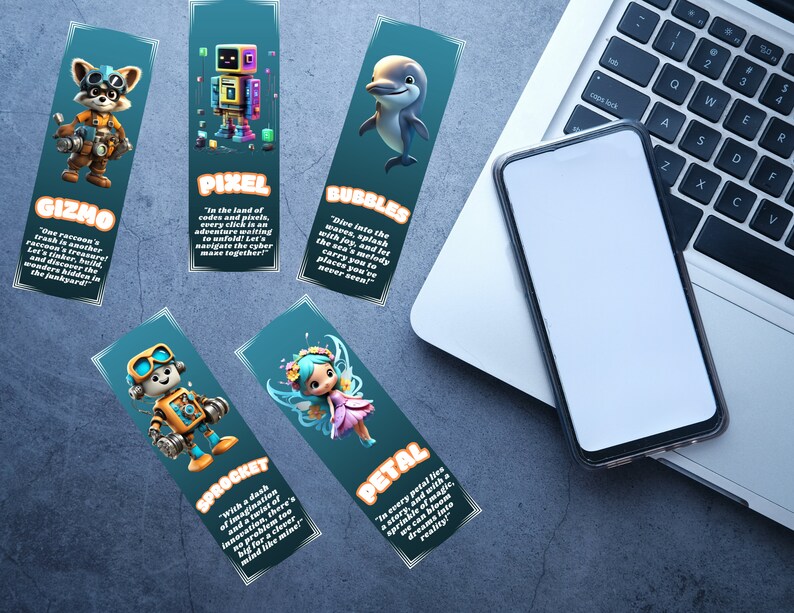 10 Printable Bookmarks for Kids, PNG Sublimation, Cute Gift, Digital ...