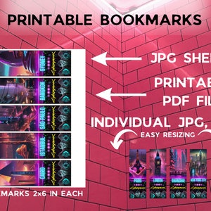 Cyberpunk Cityscape Bookmarks Collection | Set of 20 Digital Bookmarks ...