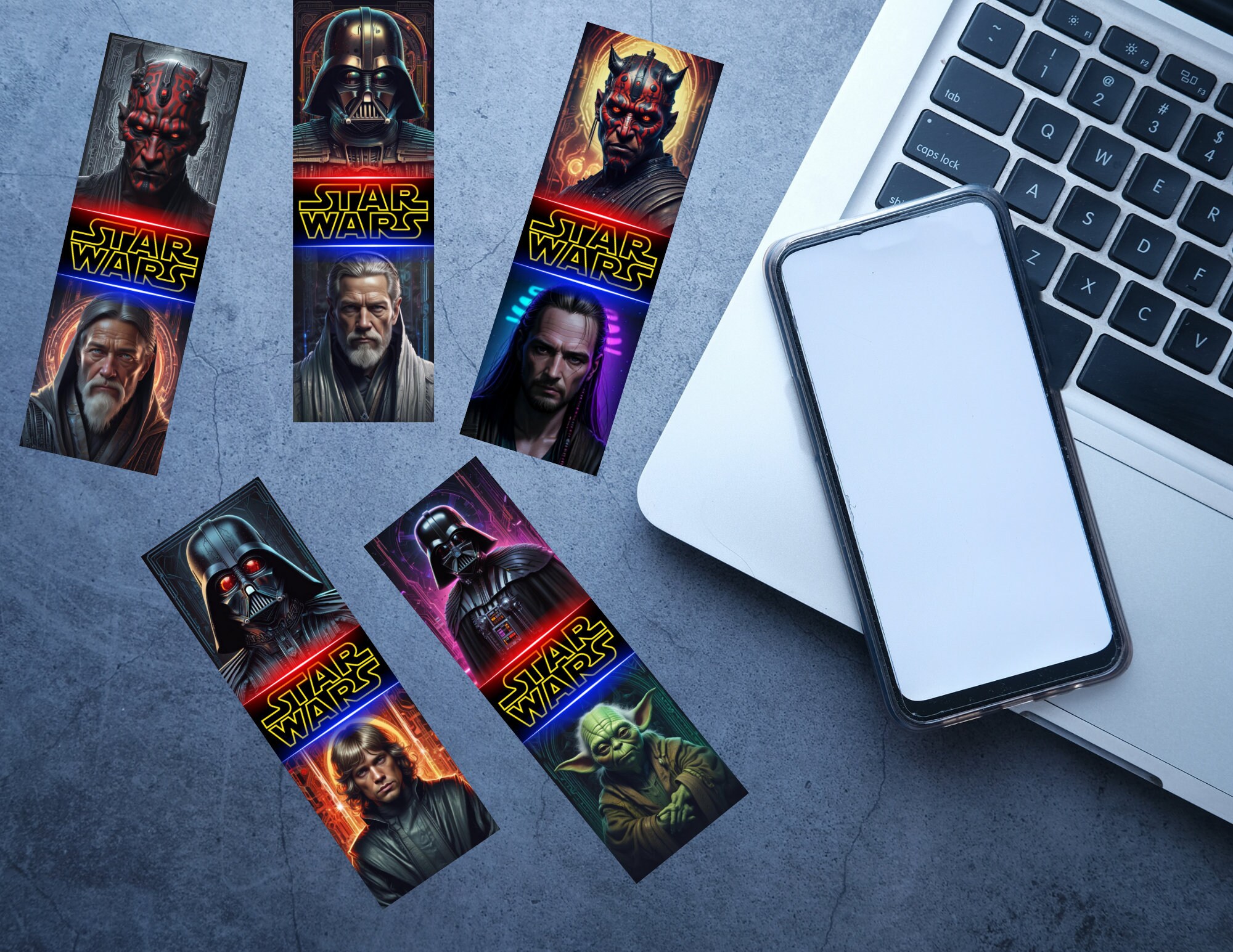 Printable Star Wars Characters Bookmark Pack, PNG Sublimation Bookmarks ...