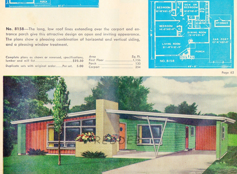 MCM House Plans Printables: Vintage Ephemera for Junk Journals (digital ...