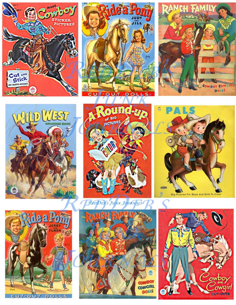 Vintage Western ATC - Gift Tags - Cowboy - Cowgirl - Digital Download ...