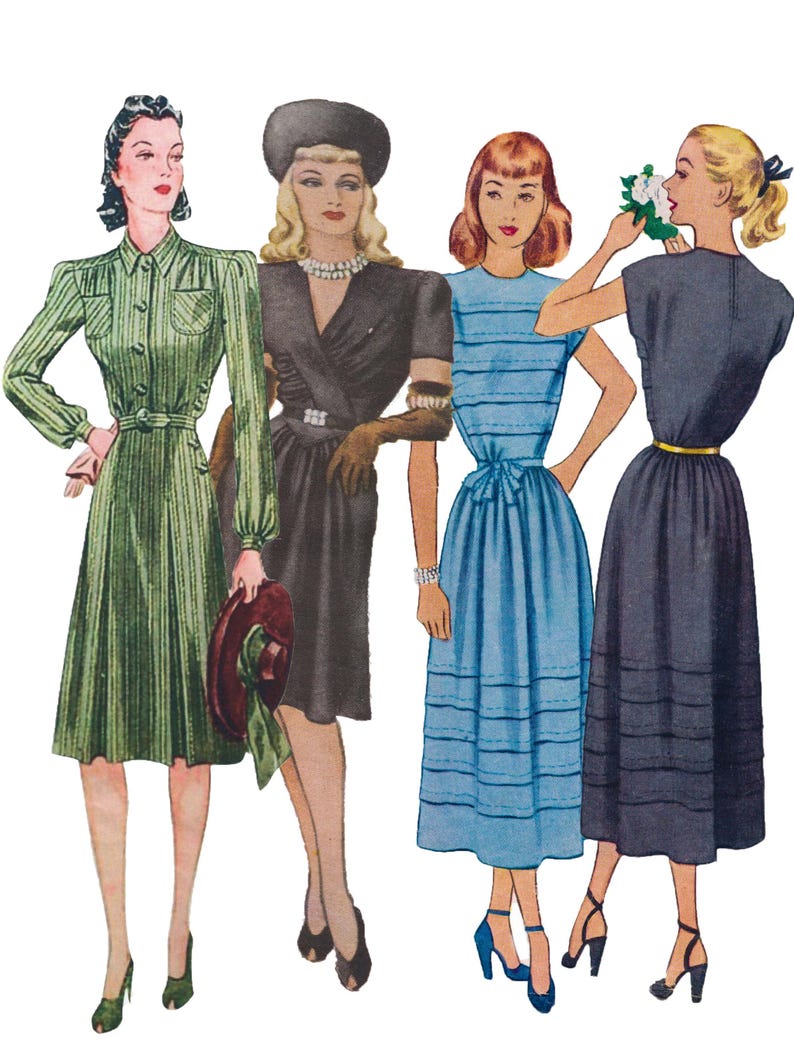 Nine PNG and JPEG 1940s Women Clip Art Images Digital Download - Etsy