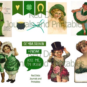 St Patricks Day Ephemera, Digital Scrapbook Clip Art, Printable Junk ...
