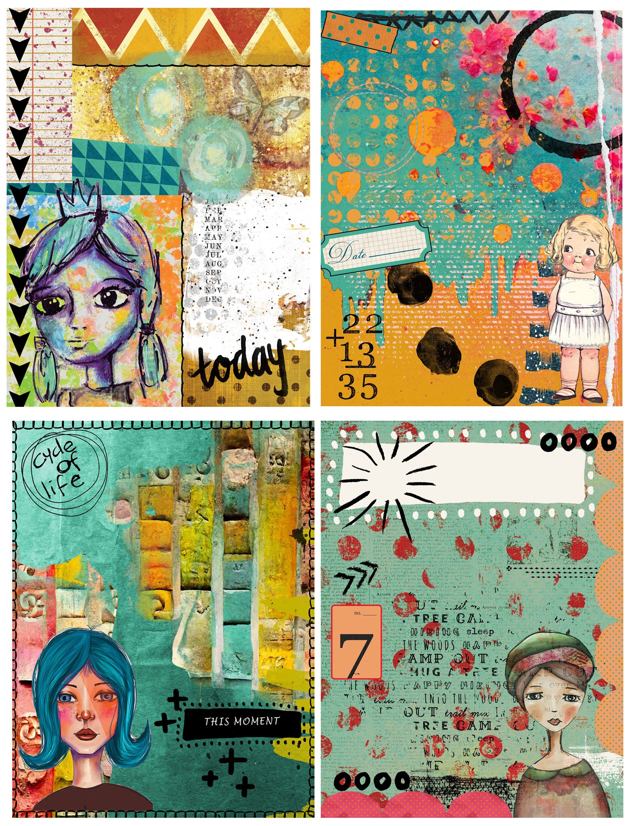 Mixed Media Digital Collage Papers Digital Background Papers - Etsy