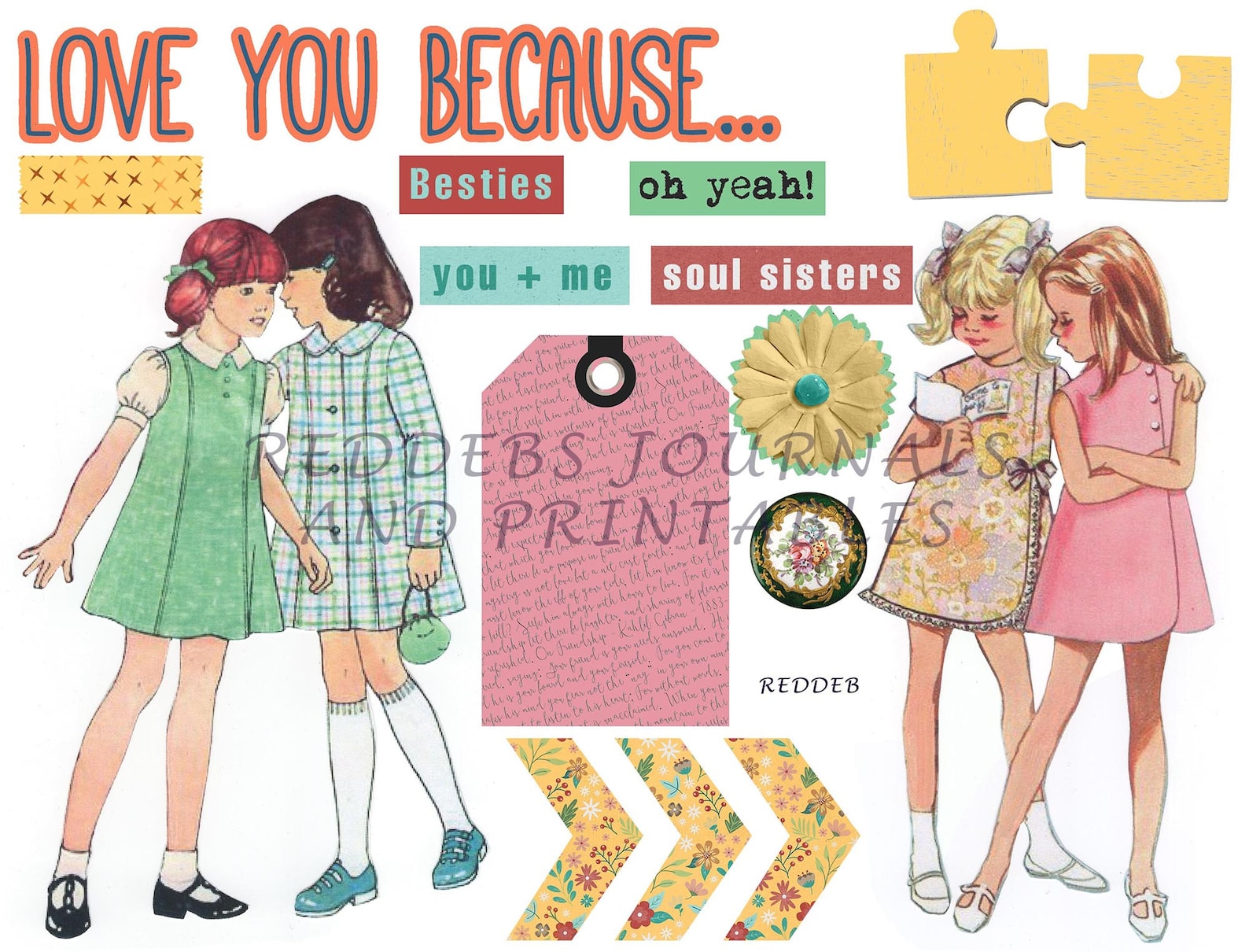 Friendship Junk Journal Kit, Junk Journal Digital Kit, Junk Journal ...