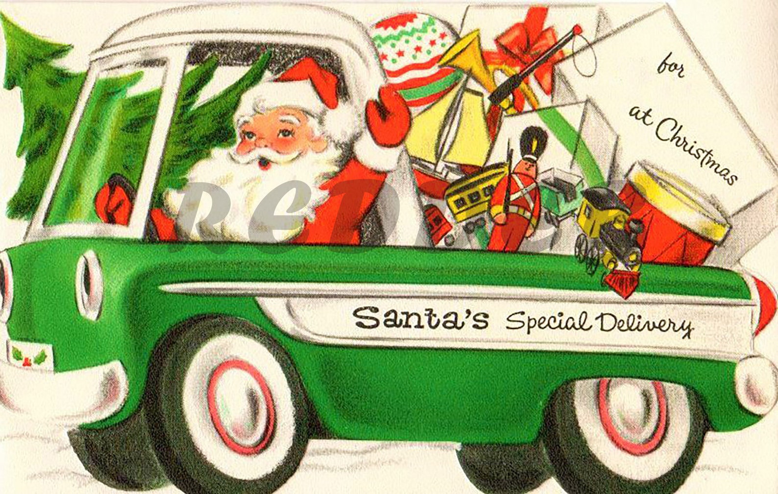 Retro Santa Bus Christmas Cards, Vintage Santa Images, Adorable Santa ...