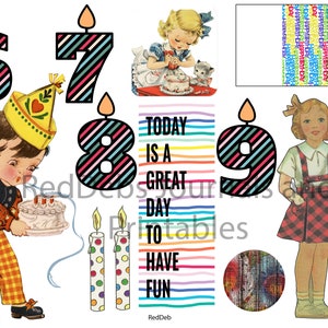 Birthday Scrapbooking Clip Art - Junk Journal Kit - Digital Kit ...