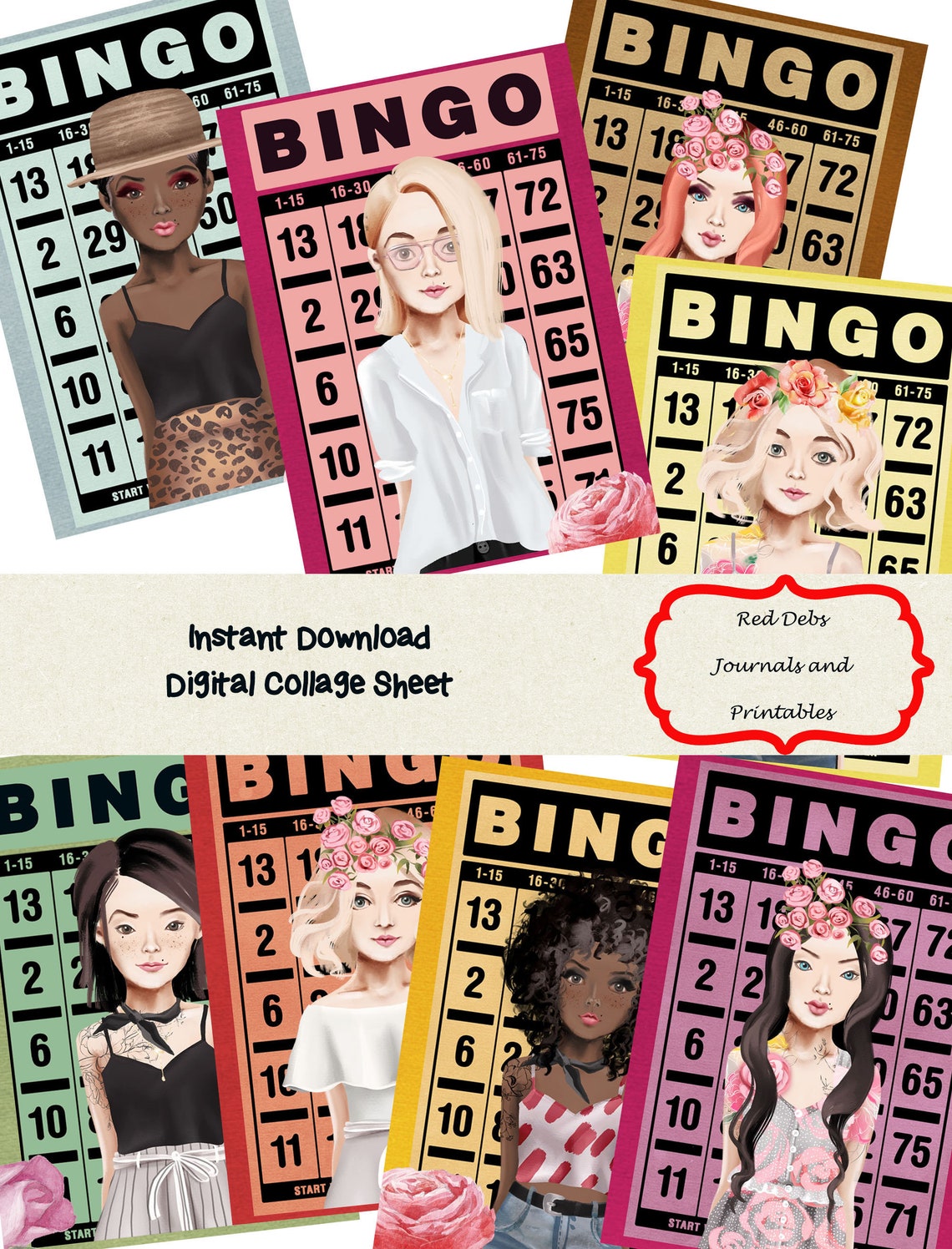 Printable Bingo Cards, Gift Cards, 2.5x3.5 Inch Size Digital Collage ...