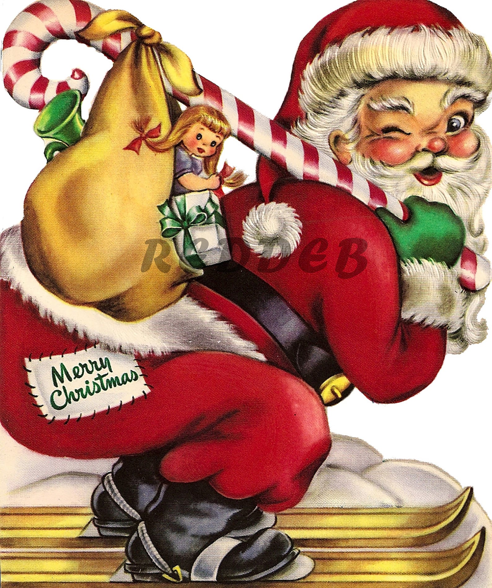 Vintage Santa Clip Art, Christmas Clip Art, Christmas Retro Clip Art, 4 ...