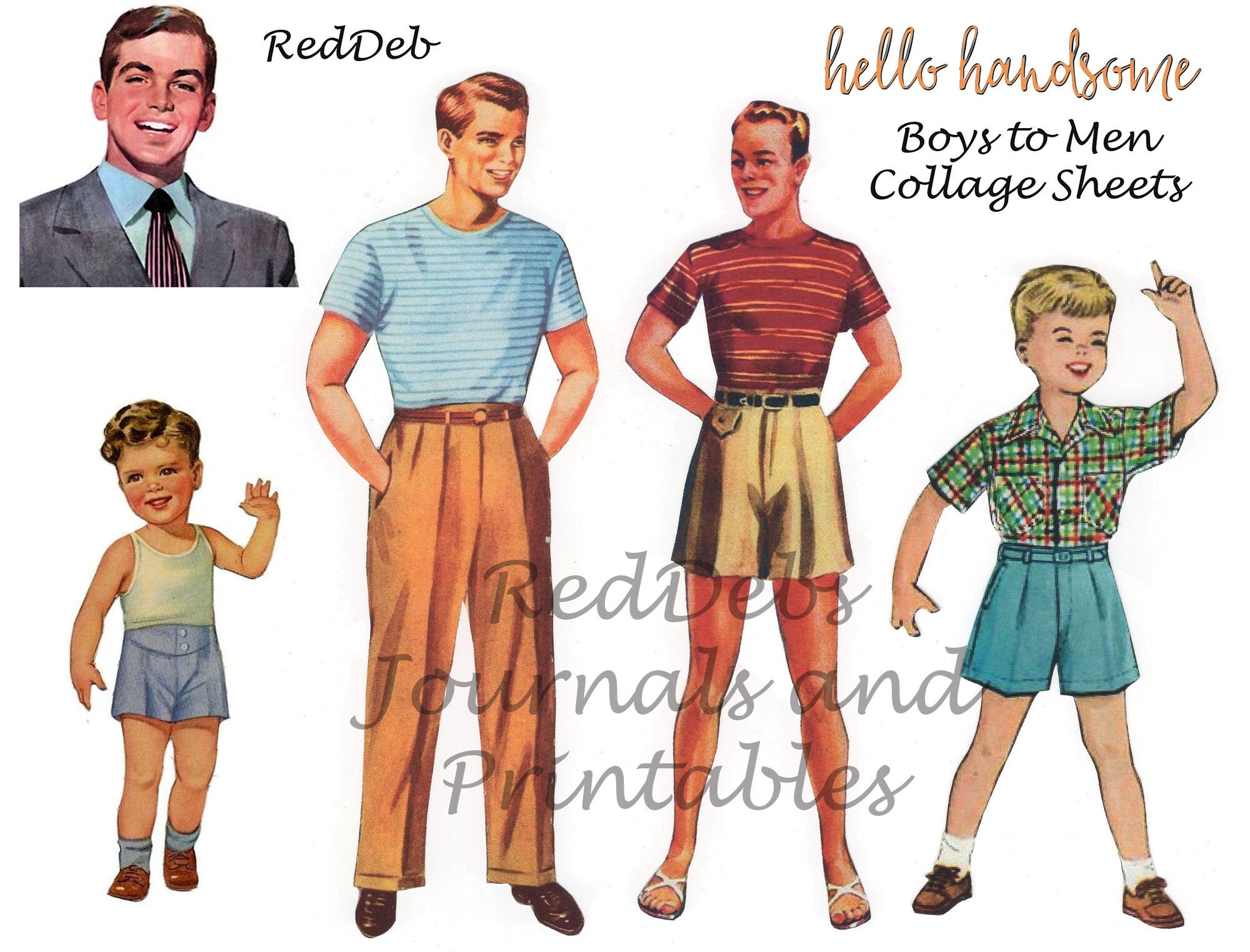 Boys and Men Clip Art Collage Sheet Images Scrapbook Clip Art, Junk ...