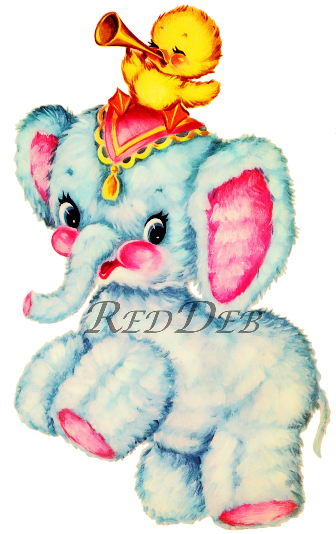 Vintage Baby Elephant and Chick Clip Art, Nursery Decor (PNG and JPEG ...